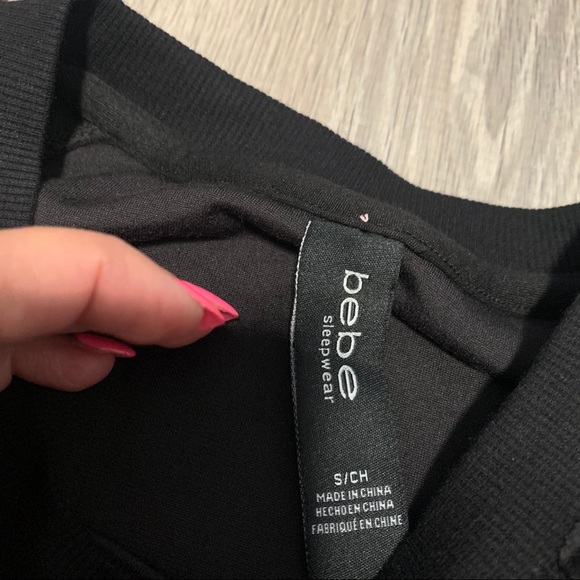 bebe | Intimates & Sleepwear | Nwt Bebe Velour Black Pajama Legging Set ...